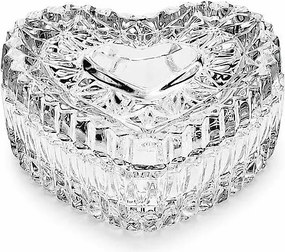 Crystal Bohemia Skleněná dózička ve tvaru srdíčka 65 mm