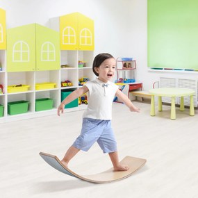 Costway Balance Board Curvy Board Balanční prkno ze dřeva – 90 × 30 cm, přírodní