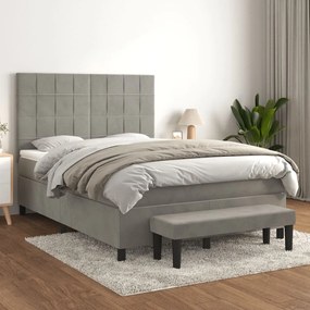 Box spring postel s matrací světle šedá 140x200 cm samet,  3137845