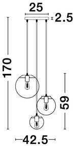 Nova Luce Závěsné svítidlo MIRALE čiré sklo a zlatý kov černý PVC kabel E27 3x12W