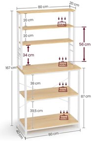 Policový regál do kuchyně MARGE hnědá/bílá
