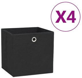 Úložné boxy 4 ks netkaná textilie 28 x 28 x 28 cm černé - Default Title