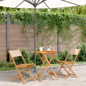 3dílný bistro set béžový textil a masivní dřevo 3281751