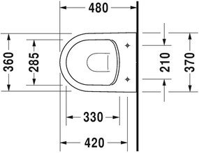 Duravit ME by Starck - závěsné WC Compact 37x48 cm s Rimless a HygieneGlaze, 2530092000