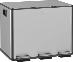 HOMCOM 3-komorový 20L kuchyňský pedálový koš se 3 tiše zavírajícími víky z nerezové oceli a PP, 61,9 x 36,6 x 56,7 cm, Stříbrná | Aosom
