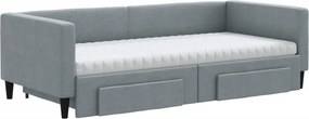 Válenda s přistýlkou a zásuvkami světle šedá 90 x 200 cm textil 3196632