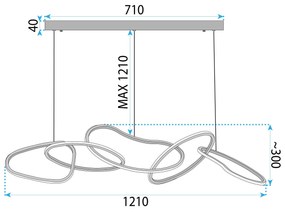 Toolight Toolight, LED stropní osvětlení 120cm, 60W, 3000K, LHJ050-CP T, zlatá, OSW-50024