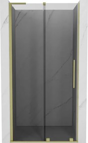 Mexen Velar L, posuvné sprchové dveře do otvoru 100 cm, 8mm šedé sklo, zlatá matná, 871-100-003-41-55