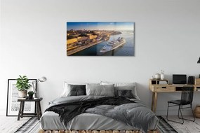 akrylový obraz Loď sea city sky 125x50 cm