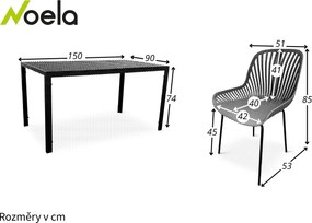 Noela Zahradní jídelní set Viking L + 4x židle GABY růžová