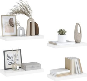 Plovoucí nástěnné police 4 ks bílé vysoký lesk 50x23,5x3,8 cm MDF 323747