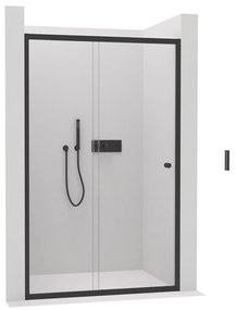 CERANO - Sprchové posuvné dveře Varone L/P - černá matná, transparentní sklo - 140x195 cm