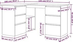vidaXL Rohový psací stůl 145 x 100 x 76 cm dřevotříska [801092] Barva: dub sonoma