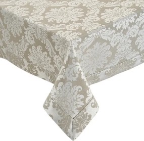 Béžový ubrus 130x220 ornamenty elegantní dekorativní, odolný vůči skvrnám