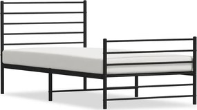 vidaXL Kovový rám postele s hlavovým a nožním čelem 107 x 203 cm [352333] Barva: Černá