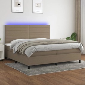 Box spring postel s matrací a LED taupe 200x200 cm textil