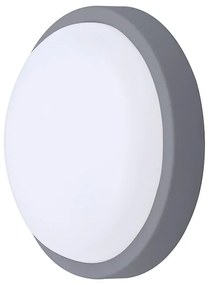 Solight LED venkovní osvětlení kulaté, 13W, 910lm, 4000K, IP54, 17cm, šedá barva
