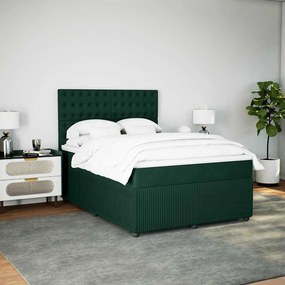 Box spring postel s matrací tmavě zelená 160x200 cm samet 3294697