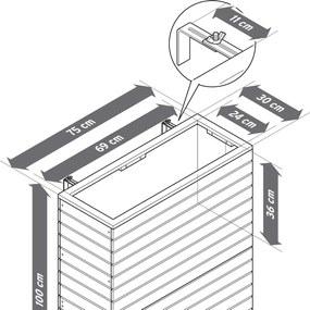 Tchibo - Prvek pro rozdělení prostoru s truhlíkem »Tinus« - barva: hnědá