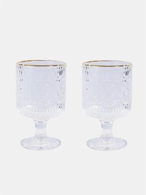 Sinsay - Sada sklenic s reliéfním vzorem a zlatým okrajem 2 pack - clear