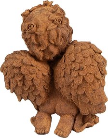 Dekorativní rezavá figurka anděl klečící - 9*7*11 cm