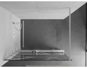 Mexen Kioto+, sprchová zástěna Walk-In s poličkou a věšákem 100 x 200 cm, 8mm čiré sklo bílý vzor, ​​bílý profil, 800-100-121-20-97