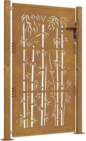 Zahradní branka 100 x 125 cm corten ocel bambusový design 153186