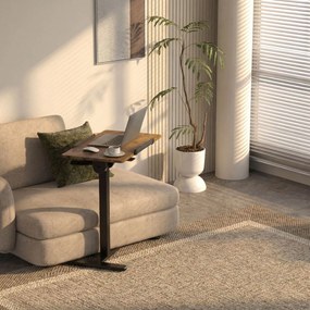 Výškově nastavitelný psací stůl na koléčkach Sorino – Hnědý