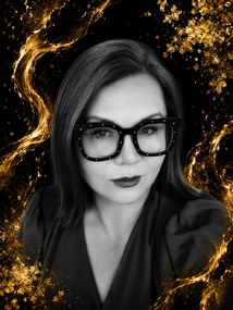 Foto obraz z vlastní fotky na plátno – Luxusní Glamour Gold styl se zlatými prvky