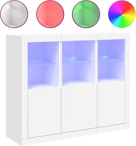 Příborníky s LED osvětlením 3 ks bílé kompozitní dřevo 3209100