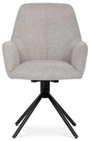 Jídelní židle v krémové látce s područkami, otočná s vratným mechanismem - funkce reset, kovové podnoží v černé barvě