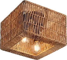 Toolight Toolight, APP1947-2C, stropní svítidlo s jutovým stínítkem, 31×31 cm, 2× E27, černá/hnědá, OSW-63006
