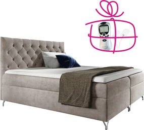 Boxspringová postel, 180x200, šedobéžová Taupe látka Velvet, GULIETTE + dárek