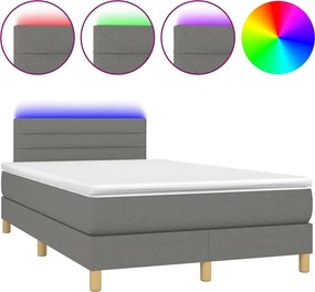 Box spring postel s matrací a LED tmavě šedá 120x190 cm textil 3270096
