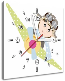 Gario Obraz s hodinami Chlapec v letadle Rozměry: 30 x 30 cm