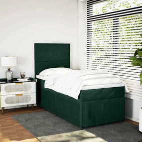 Box spring postel s matrací tmavě zelená 90x200 cm samet 3294535