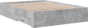 Rám postele se zásuvkami betonově šedý 135 x 190 cm kompozit 3280408