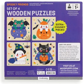 Mudpuppy Dřevěné puzzle sada 4 puzzle Halloween
