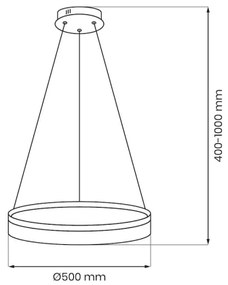 LED Lustr na lanku GALA LED/25W/230V pr. 50 cm stříbrná