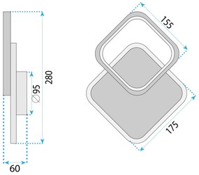 Toolight Toolight, LED nástěnné svítidlo 18W, 3000K, 500lm, LHJ080-W, bílá, OSW-50056