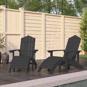 Zahradní křesla Adirondack 2 ks s podnožkami HDPE antracitová 3095697