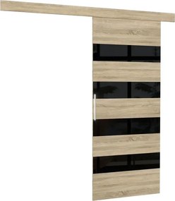 Posuvné nástěnné dveře MILOU 86 sonoma – černý Lacobel