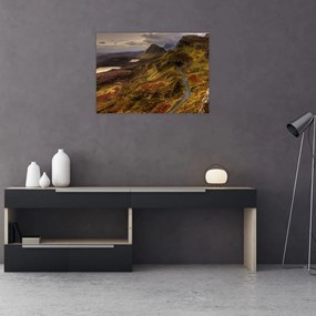 Skleněný obraz skotských hor (70x50 cm)