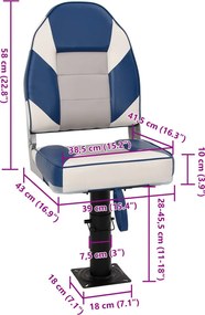 vidaXL 4dílné skládací sedadlo do člunu s vysokým opěradlem [3284333] Barva: Bílo-modrá