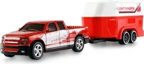 AMEWI RC Pickup Die Cast s karavanem červená / RC auto / 1:64 / RTR /