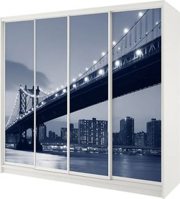 Skříň Rim-Veneziano 4D 2,4 m bílá s fasádami fototisk F786L/SL/SR/R