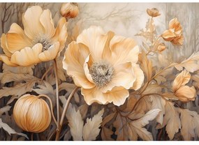 Postershop Fototapeta vliesová: Art Nature Beige Big Flowers - 208x146 cm