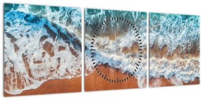 Obraz mořské pláže (s hodinami) (90x30 cm)
