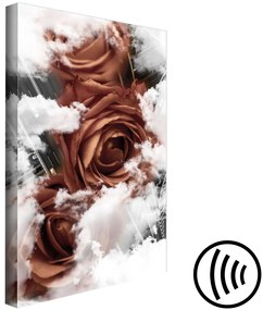 Obraz Růže v objetí oblaků (1-dílný) - Květiny ve bílých oblacích nebe