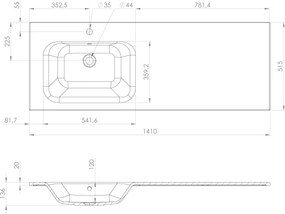 Sapho Lorea koupelnová skříňka 141/70 x 46 x 51,5 cm levá litý mramor bílá mat LE070-3131-L-04